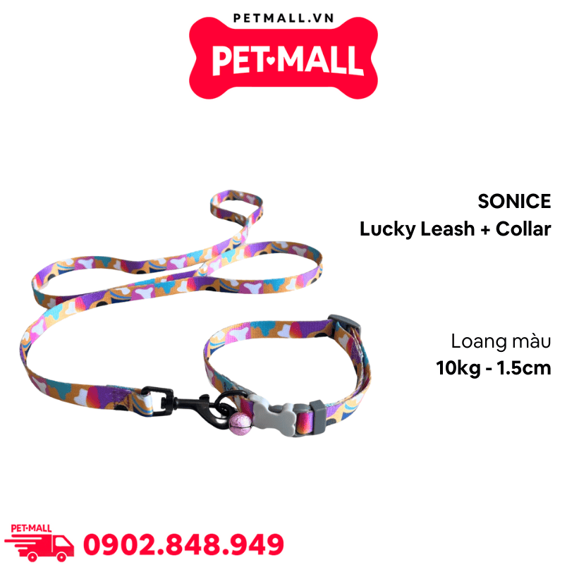 Set Dây + Vòng cổ Sonice Lucky Leash + Collar 10kg - 1.5cm Loang màu P – Petmall.vn – Dịch Vụ ...