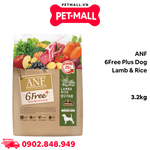 3.2KG - Thức ăn chó ANF 6Free Plus Dog Lamb & Rice - Thịt Cừu và Gạo P ...