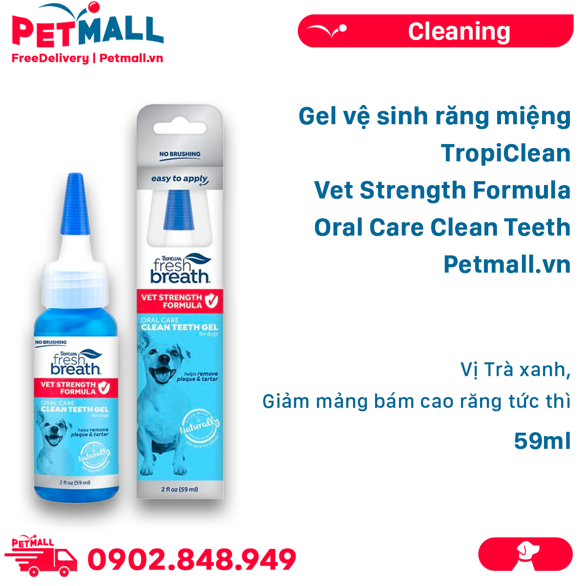 Gel vệ sinh răng miệng TropiClean Oral Care Clean Teeth 59ml - Giảm mả ...