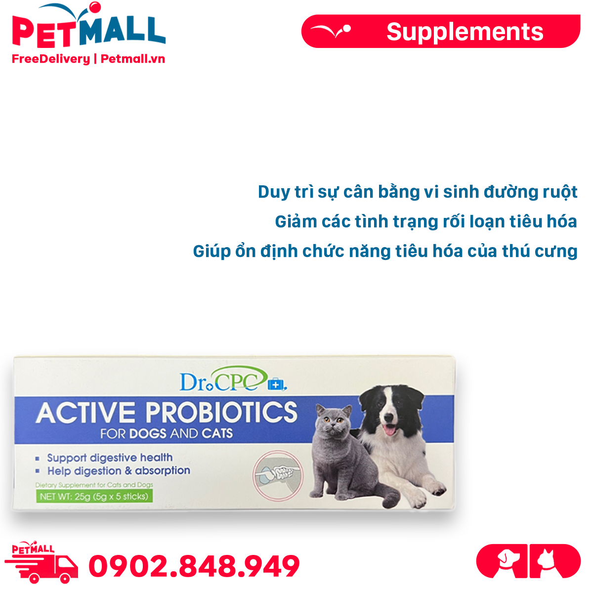 Men vi sinh Dr.CPC Active Probiotics for Dogs & Cats 25g - Hộp 5 gói ...