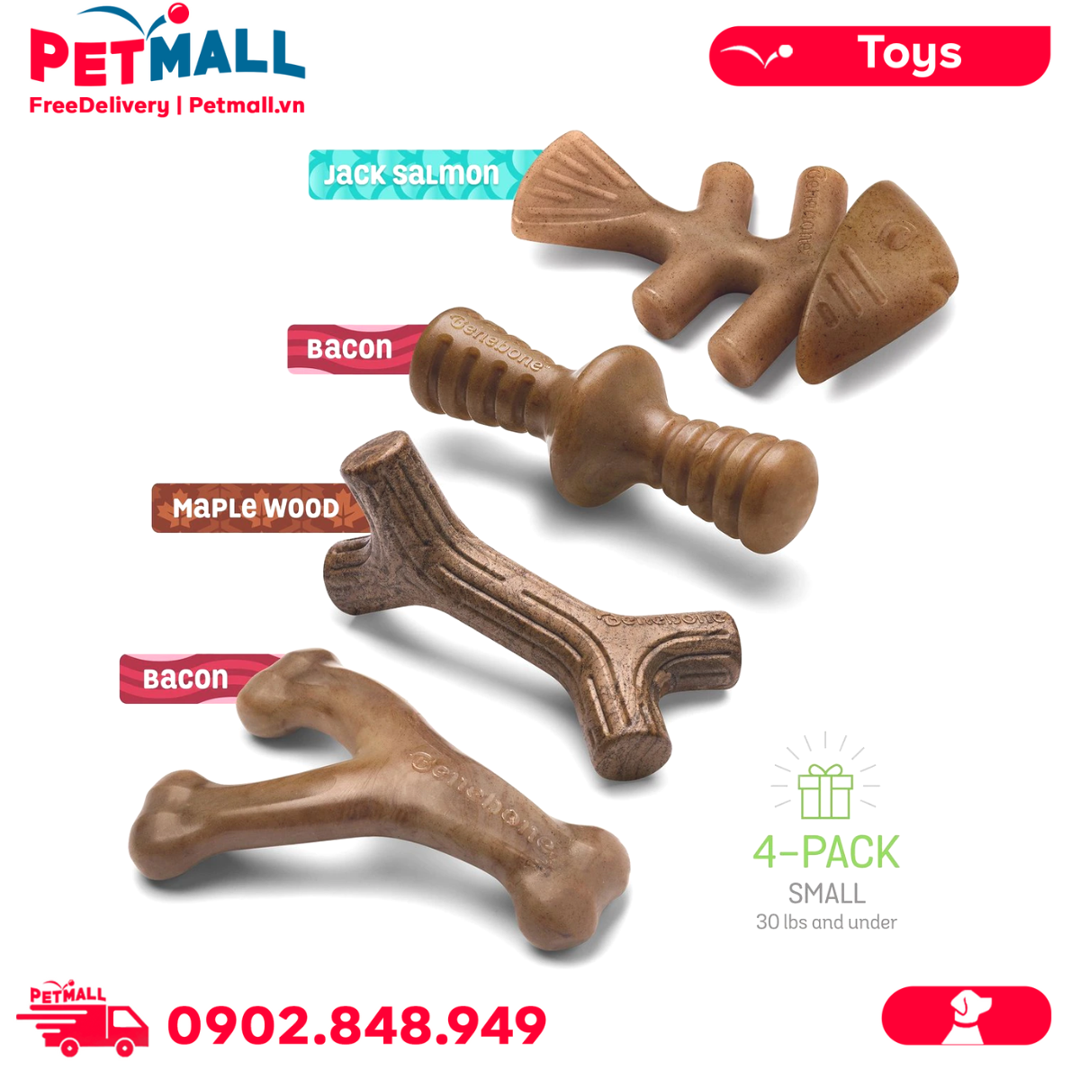 Hộp xương gặm BENEBONE Holiday Gift Box 4 Durable Chew Toys Small Size ...