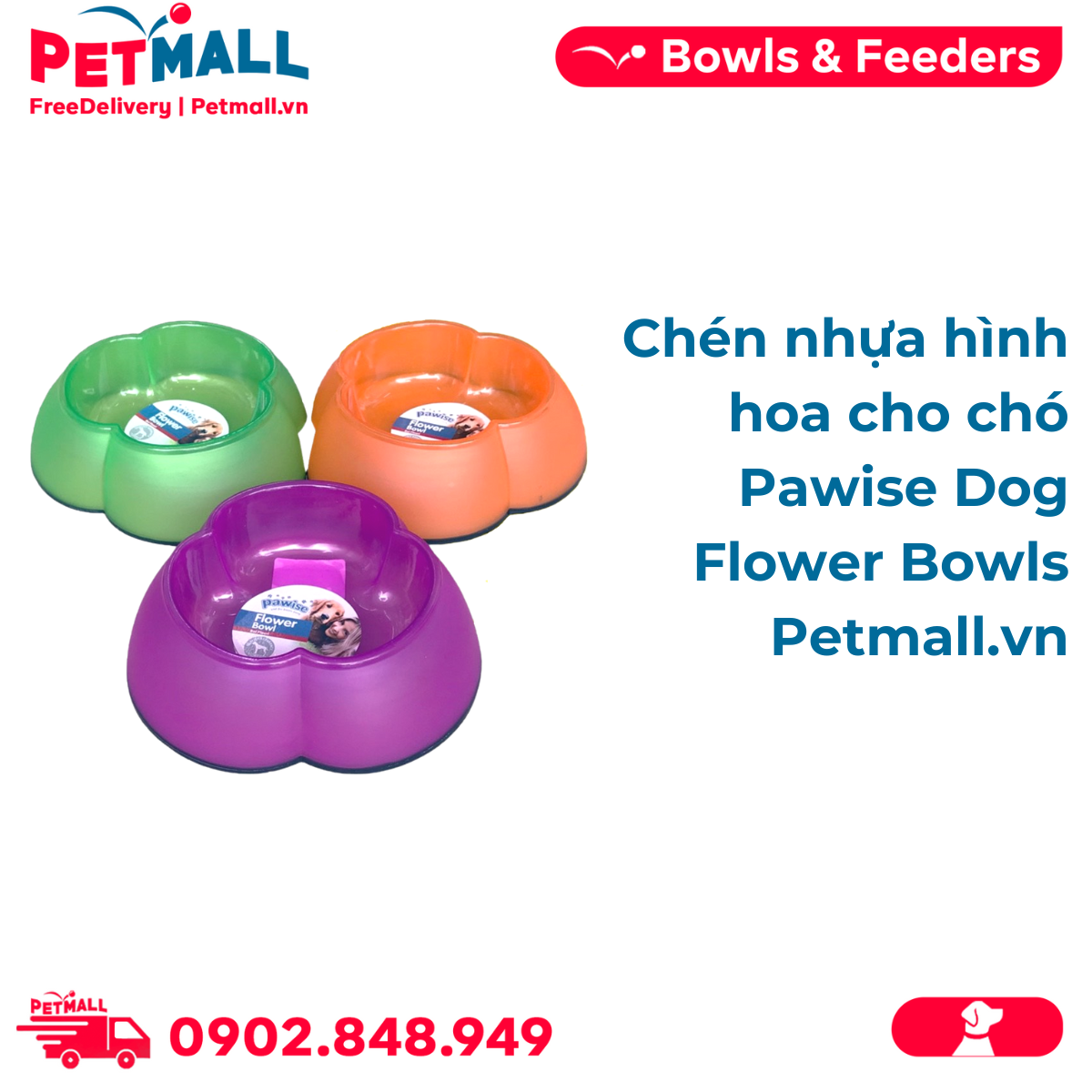Chén nhựa hình hoa cho chó Pawise Dog Flower Bowls - Petmall 2023 ...