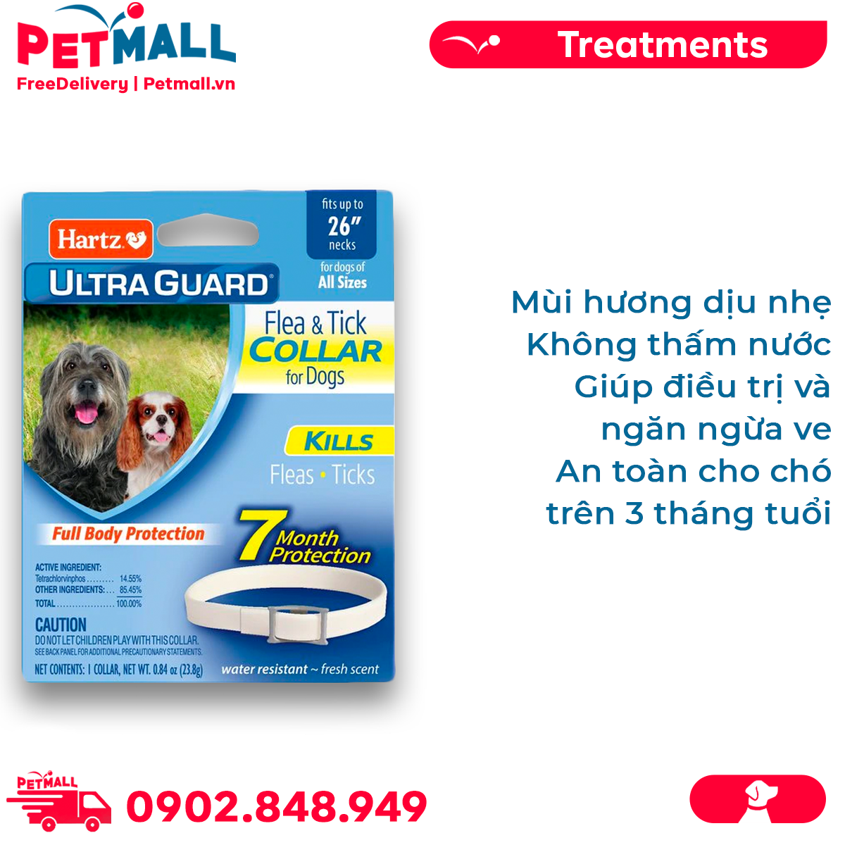 Vòng cổ Hartz UltraGuard Flea & Tick Collar for Dogs 66cm - 32g - Điều ...