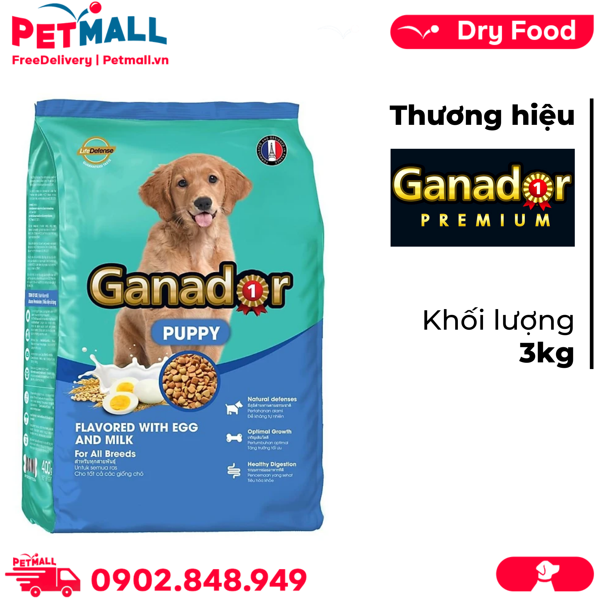 Thức ăn cho chó GANADOR Puppy 3kg - Egg & Milk Petmall – PETMALL.VN