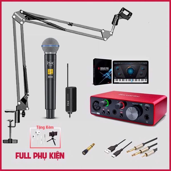 Bộ thu âm Focusrite Scarlett Solo (Gen 3 -4) Micro thu âm iSK SM58