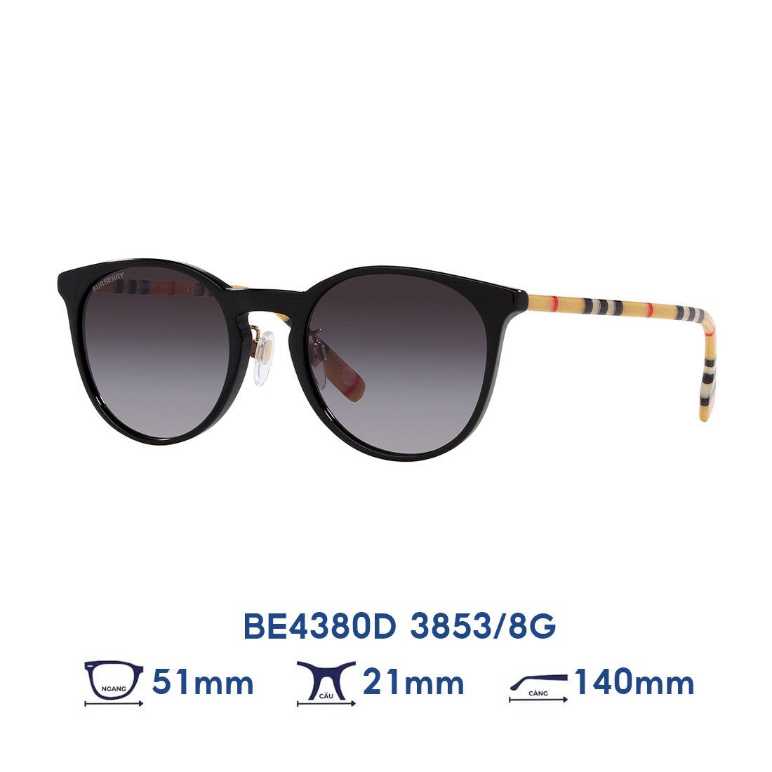 Kính mát BURBERRY BE4380D 3853/8G Đen | Giảm 20% – LienSon