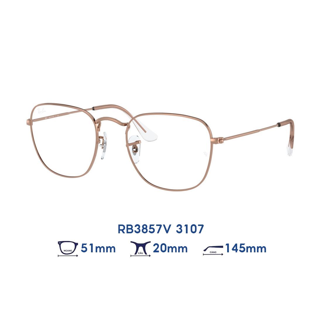 Ray-Ban RB3857V 3107 là mẫu gọng kính mang thiết kế vuông cổ điển (Squ ...