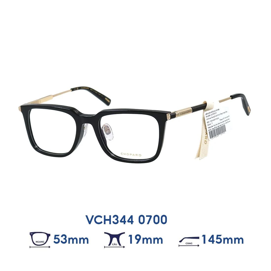 Gọng kính CHOPARD VCH344 0700 Đen vàng Thời trang 2025 | Giảm 20% – LienSon