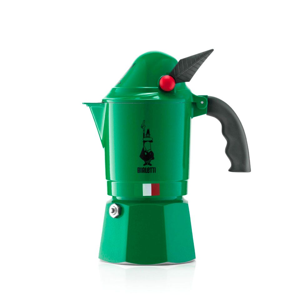Ấm pha cafe Bialetti Moka Express Alpina hình mũ thợ săn màu xanh lá