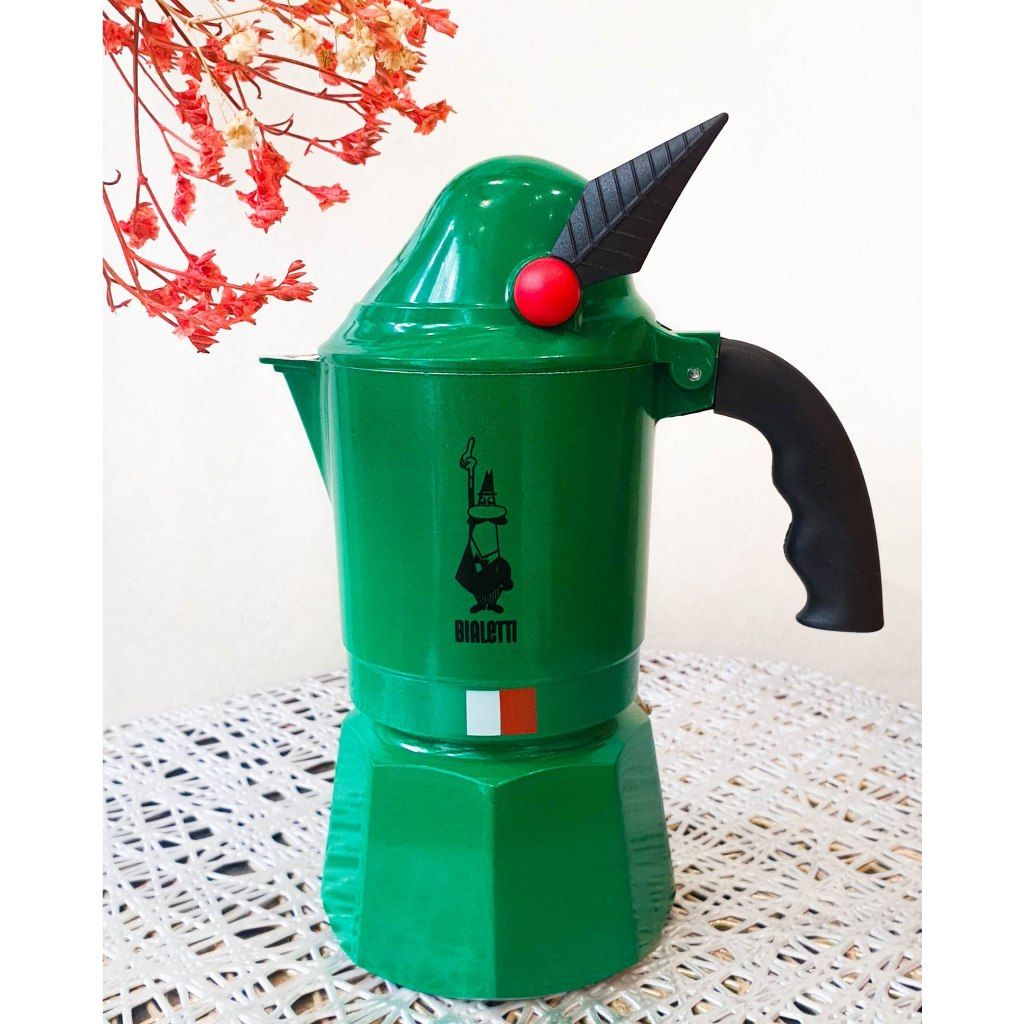 Ấm pha cafe Bialetti Moka Express Alpina hình mũ thợ săn màu xanh lá