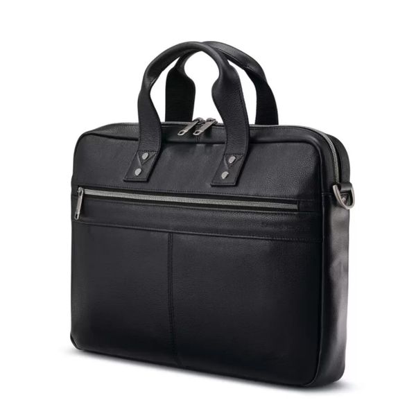 Cặp da thật Samsonite Slim Brief đen