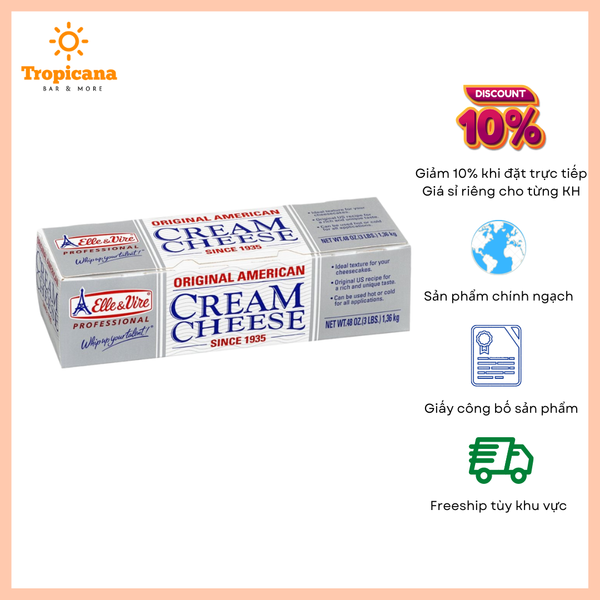 Cream cheese Elle & Vire - Khối 1,36kg – Tropicana