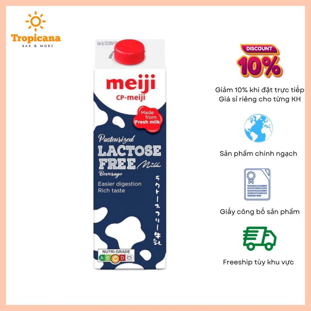 Sữa Tươi Thanh Trùng Meiji Nhật vị không đường Lactose - Hộp 946ml ...