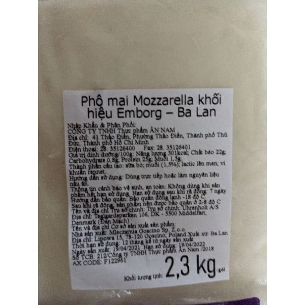 Phô mai Mozzarella Emborg - 2kg & 2.5kg – Tropicana