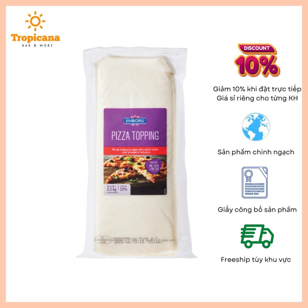 Phô mai Pizza Topping Emborg - Khối 2.5kg – Tropicana