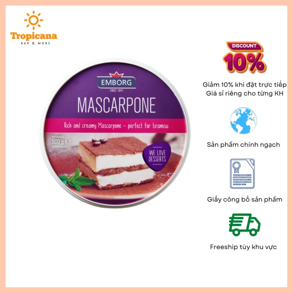 Phô mai Mascarpone Emborg - Hộp 500gr – Tropicana