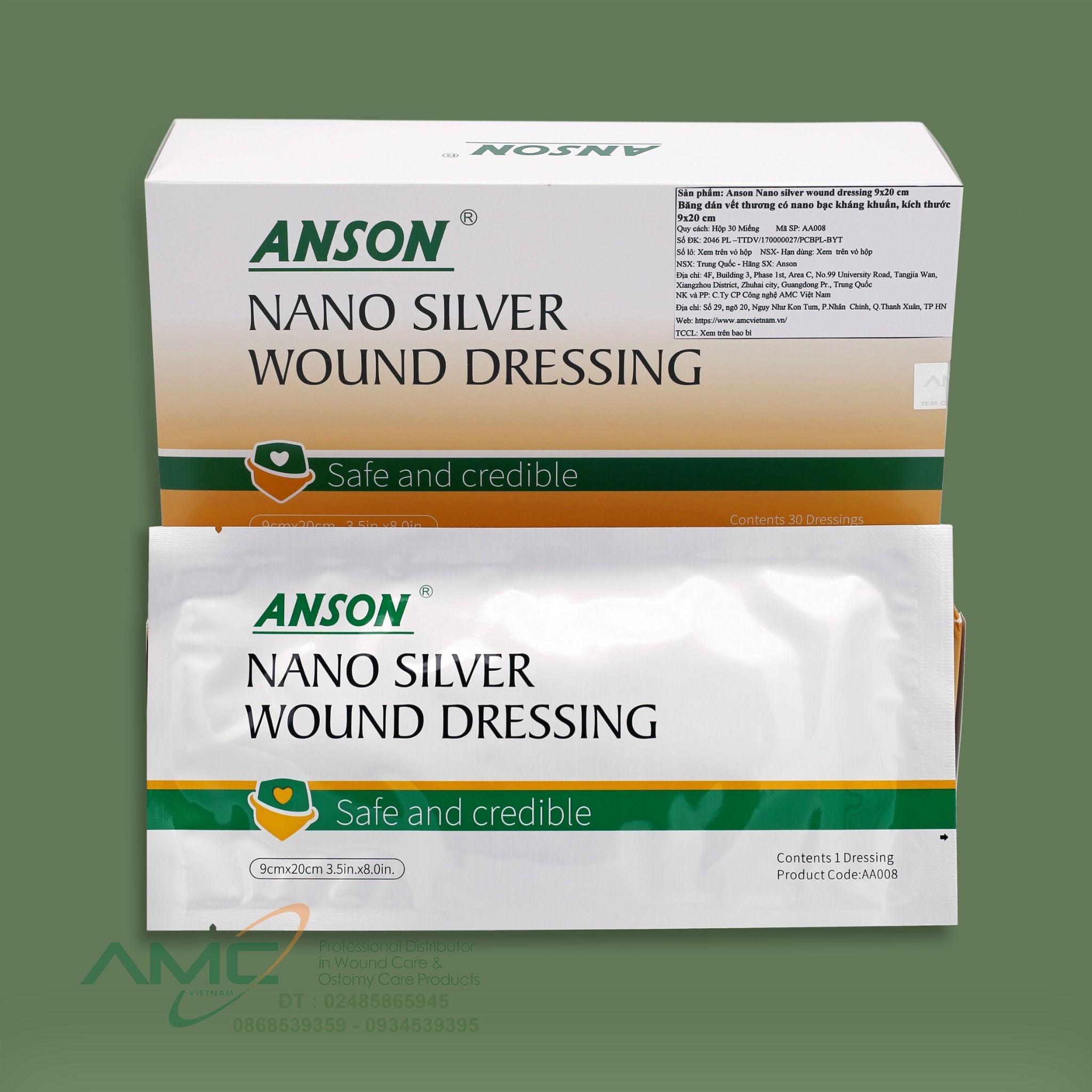 Anson nano silver wound dressing 9x20cm (Băng dán vết thương nano bạc ...