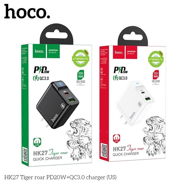 Cóc Sạc Nhanh Hoco HK27 2 Cổng Type C + USB 20W – Phước Lộc Mobile ...