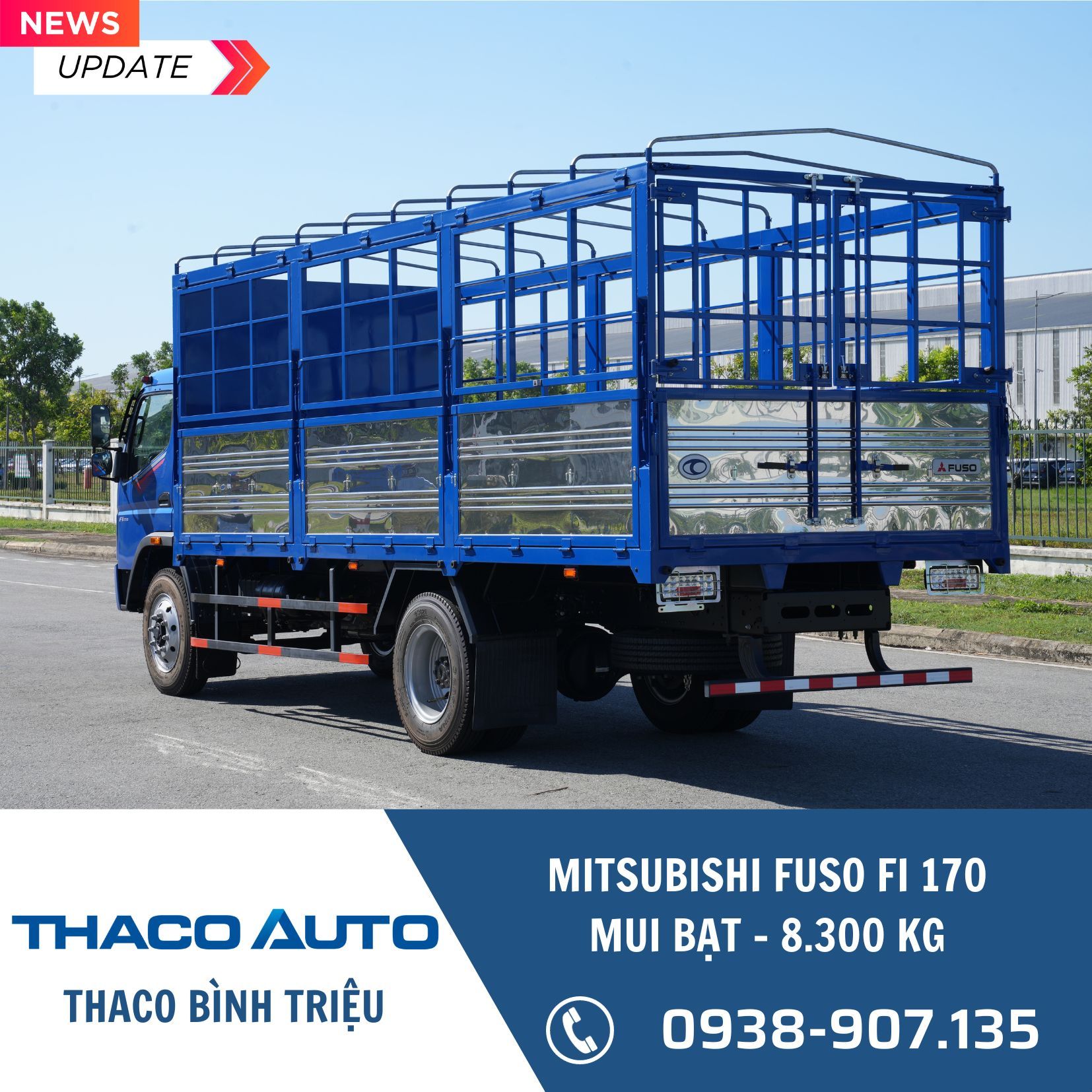 Xe tải Mitsubishi 8 tấn | Fuso FI 170 | Thùng mui bạt – THACO Bình Triệu