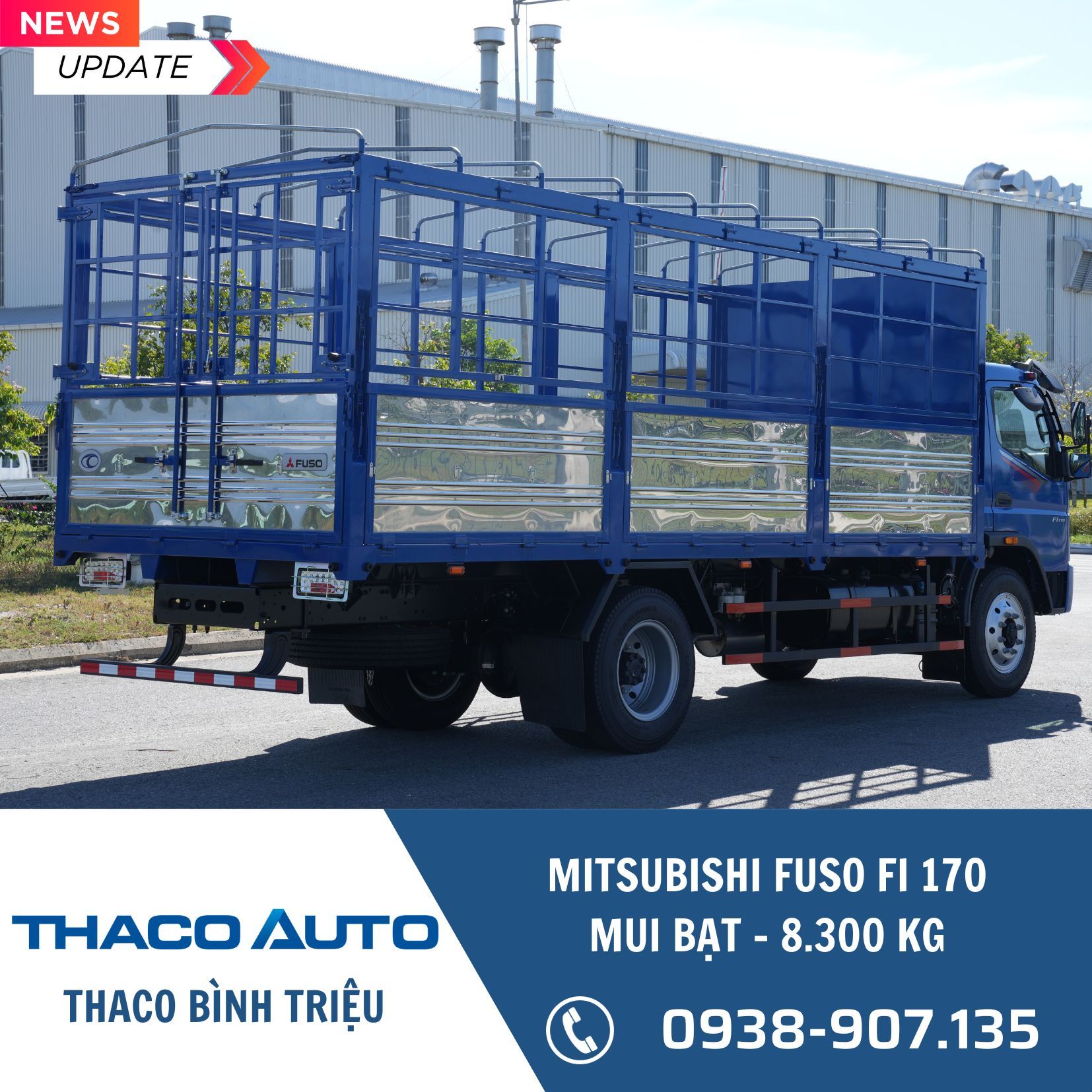 Xe tải Mitsubishi 8 tấn | Fuso FI 170 | Thùng mui bạt – THACO Bình Triệu
