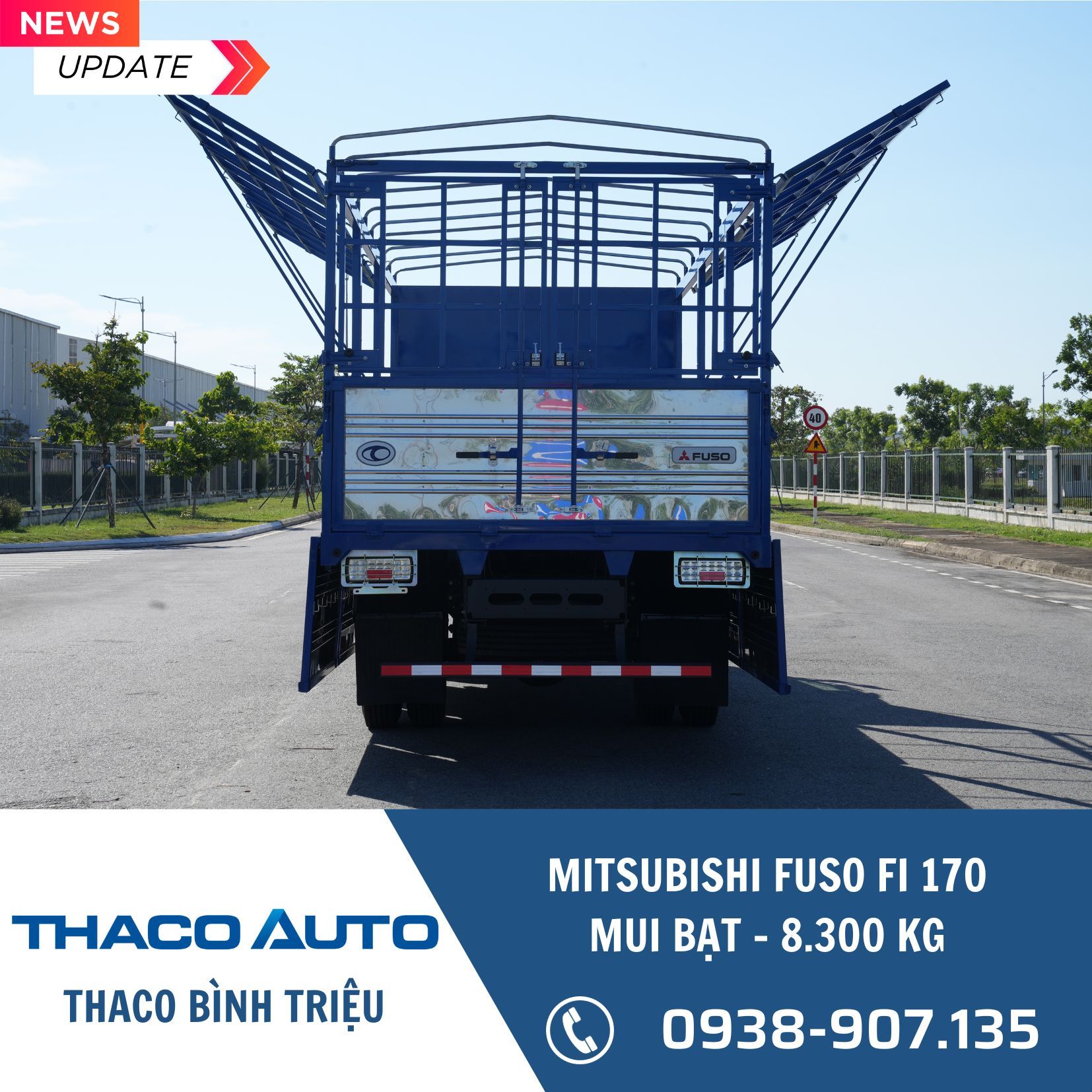 Xe tải Mitsubishi 8 tấn | Fuso FI 170 | Thùng mui bạt – THACO Bình Triệu