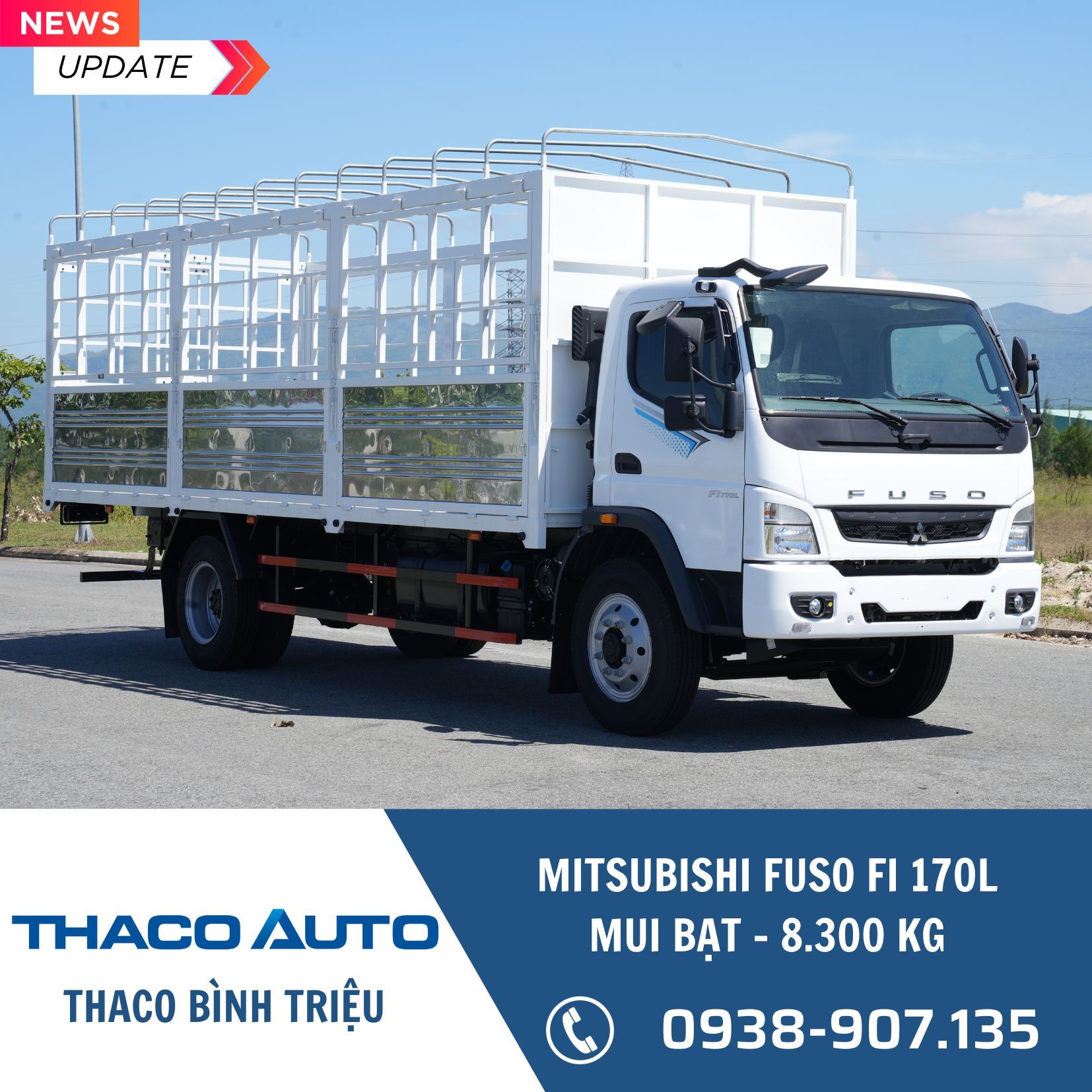 Xe tải Mitsubishi 8 tấn | Fuso FI 170L | Thùng mui bạt – THACO Bình Triệu