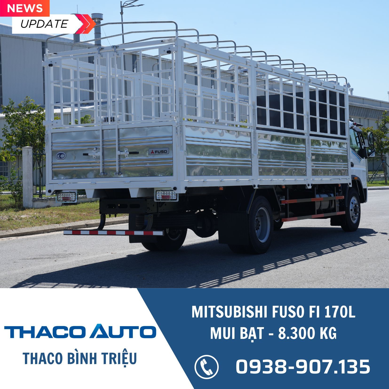 Xe tải Mitsubishi 8 tấn | Fuso FI 170L | Thùng mui bạt – THACO Bình Triệu
