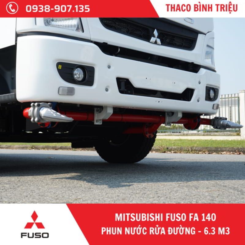 Xe xi téc phun nước rửa đường 6m3 | Fuso FA 140 – THACO Bình Triệu