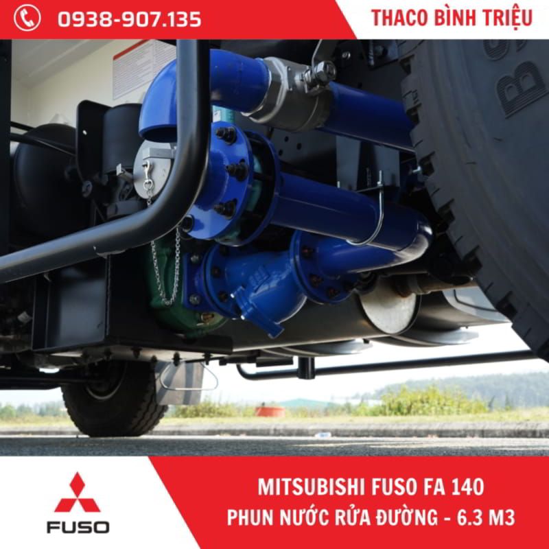 Xe xi téc phun nước rửa đường 6m3 | Fuso FA 140 – THACO Bình Triệu