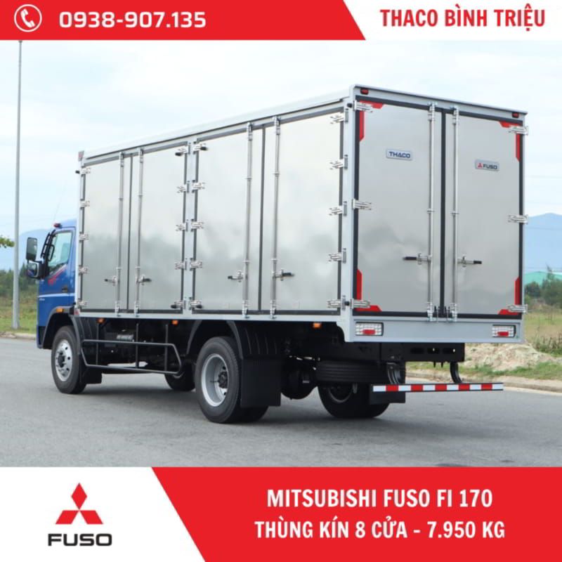 Xe tải Fuso 8 tấn | Mitsubishi Fuso FI 170 | Thùng kín chở pallet – THACO Bình Triệu