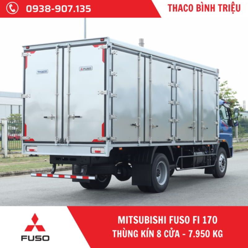 Xe tải Fuso 8 tấn | Mitsubishi Fuso FI 170 | Thùng kín chở pallet – THACO Bình Triệu