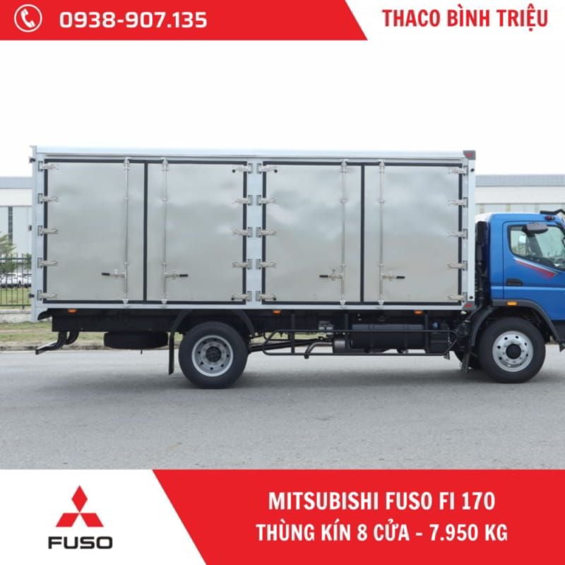 Xe tải Fuso 8 tấn | Mitsubishi Fuso FI 170 | Thùng kín chở pallet – THACO Bình Triệu