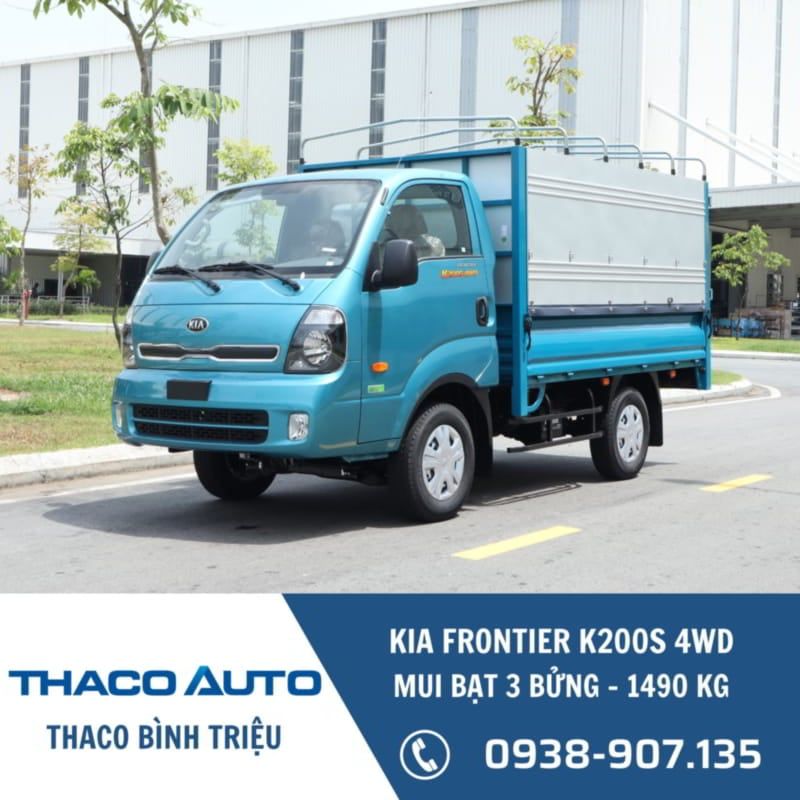 Xe tải KIA Frontier K200S 4WD (2 cầu) | Mui bạt 3 bửng | 1.49 tấn – THACO Bình Triệu
