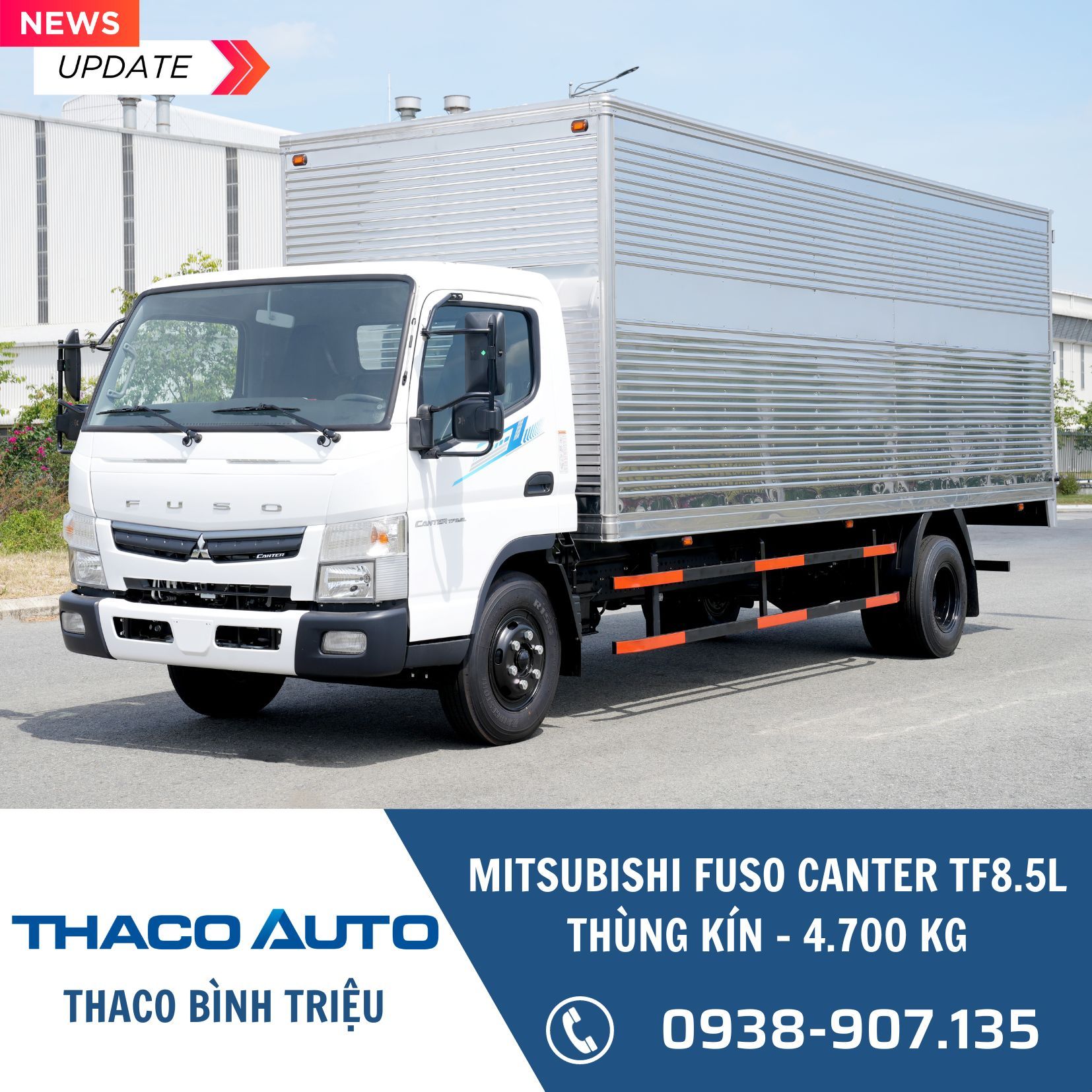 Xe tải Mitsubishi 5 tấn | Fuso Canter TF8.5L | Thùng kín – THACO Bình Triệu