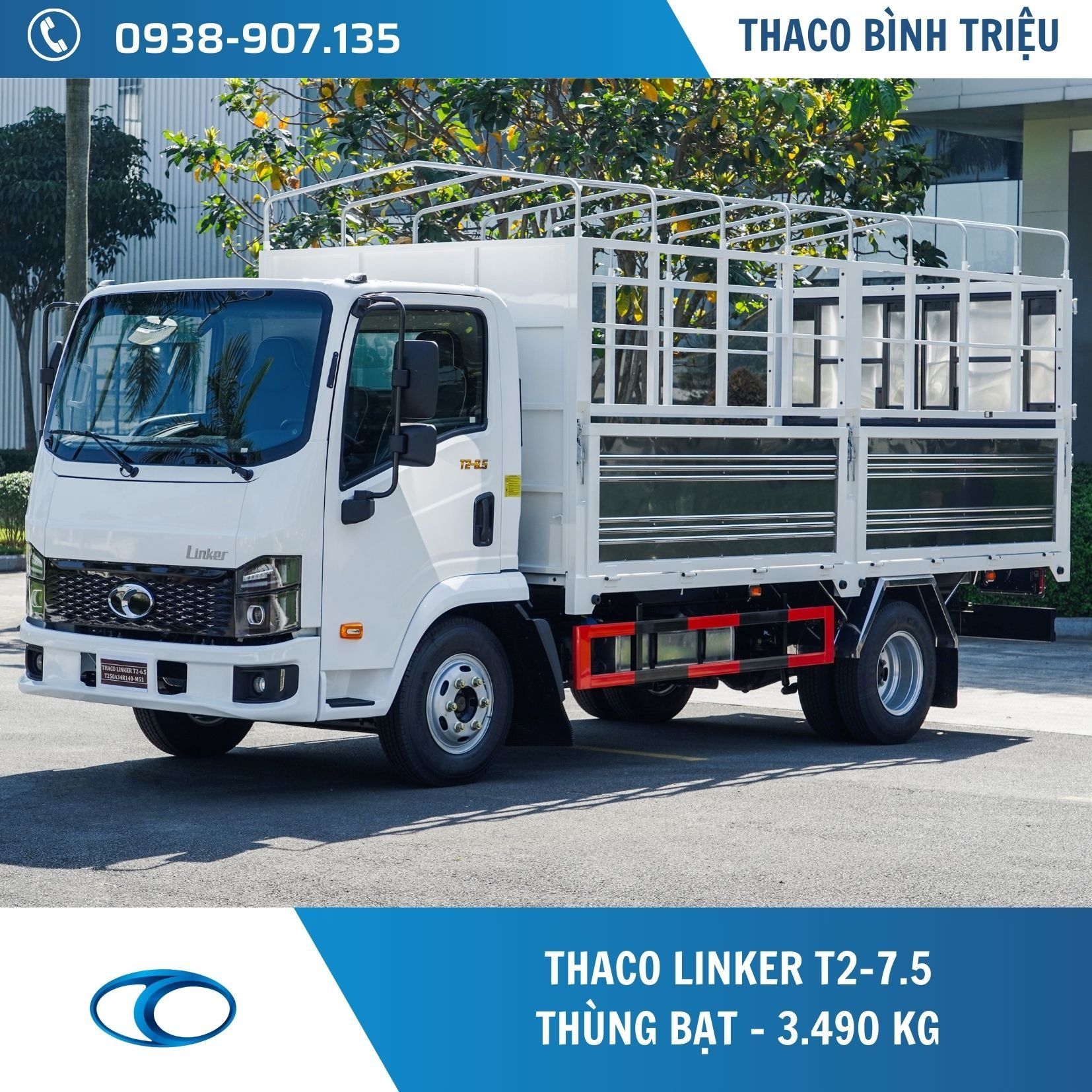 Xe tải Thaco 3.5 tấn | Linker T2-7.5 | Thùng bạt 5,2 m – THACO Bình Triệu