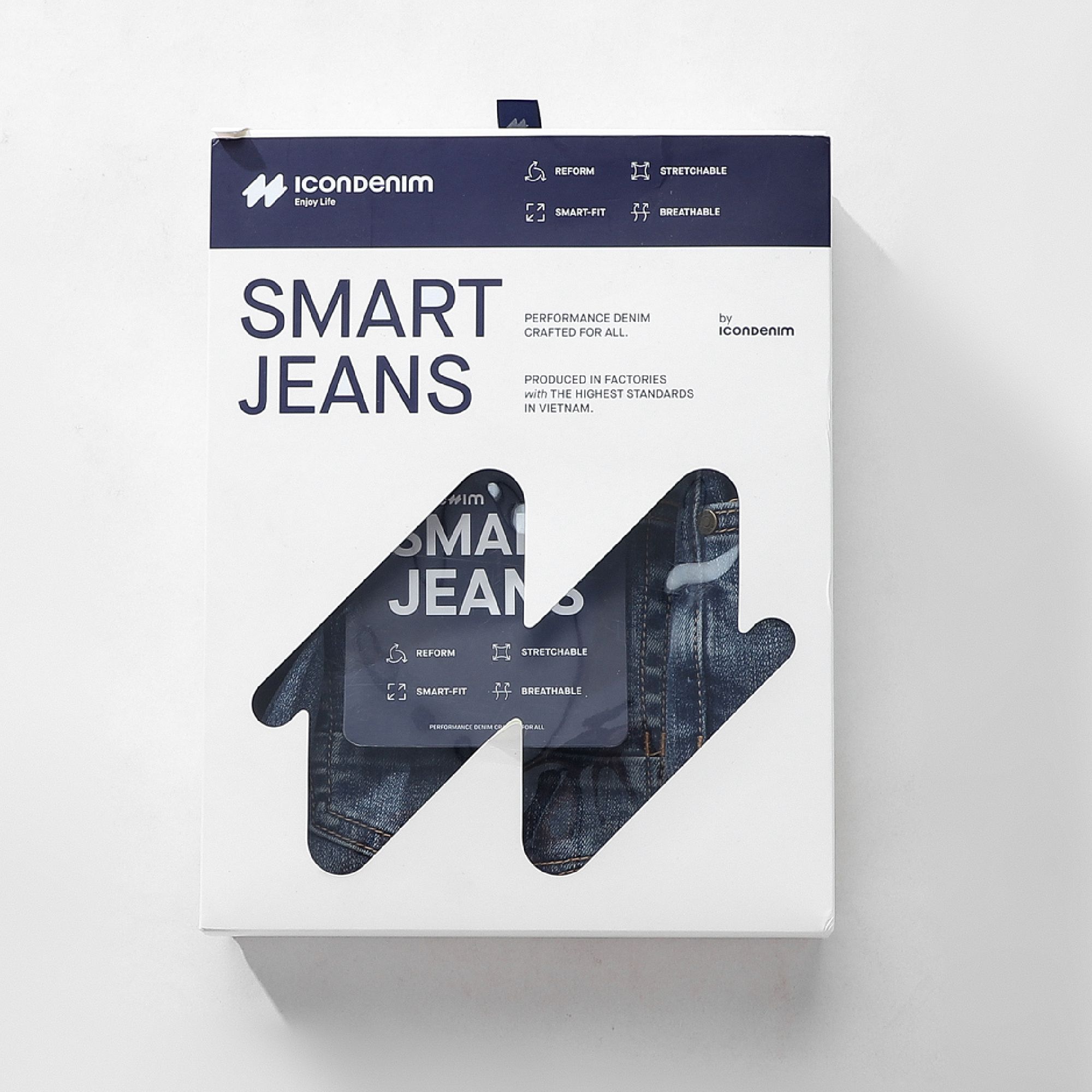 Quần Smart Jean Nam Siêu Co Dãn Xanh Nhạt Trơn Form Smart Fit