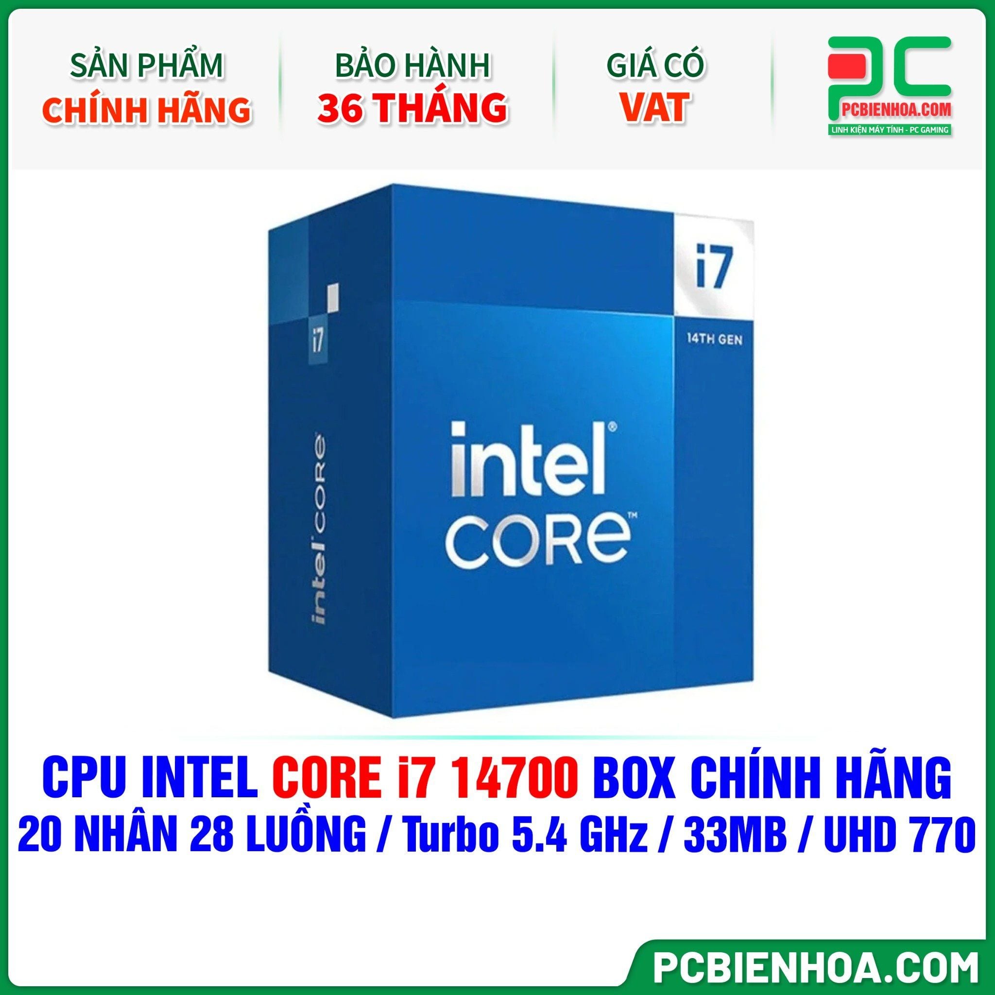 CPU INTEL CORE i7 14700 CHÍNH HÃNG ( 20 NHÂN 28 LUỒNG 5.4 GHz UHD 770 ...