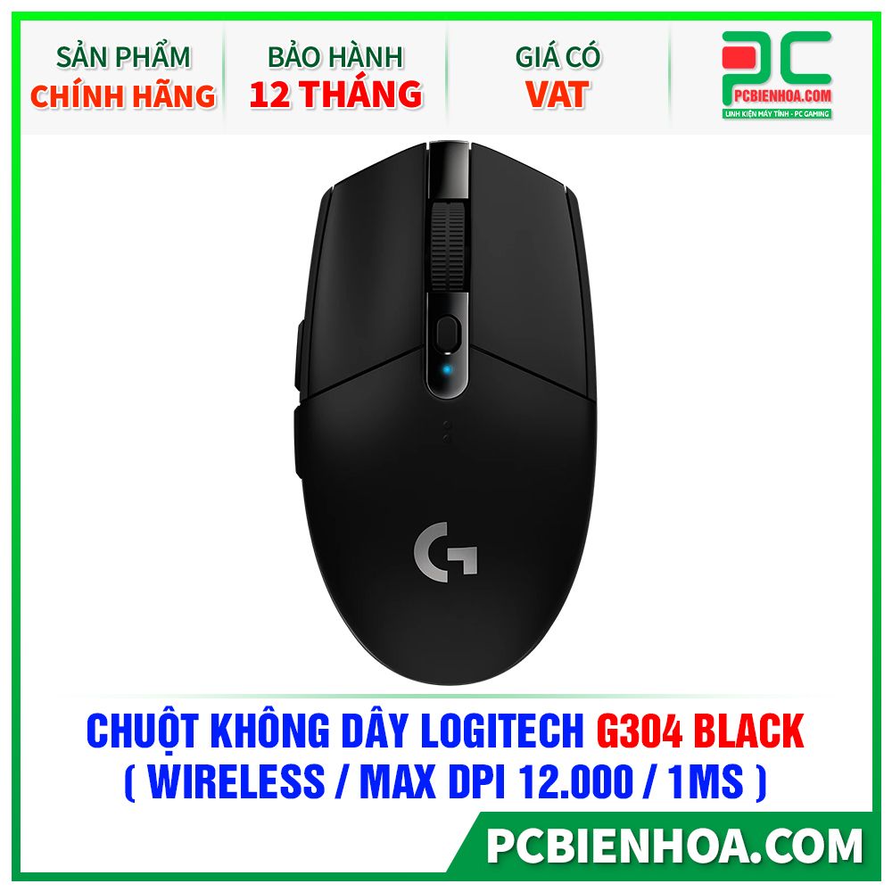CHUỘT KHÔNG DÂY LOGITECH G304 BLACK ( WIRELESS / MAX DPI 12.000 / 1MS – PCBIENHOA