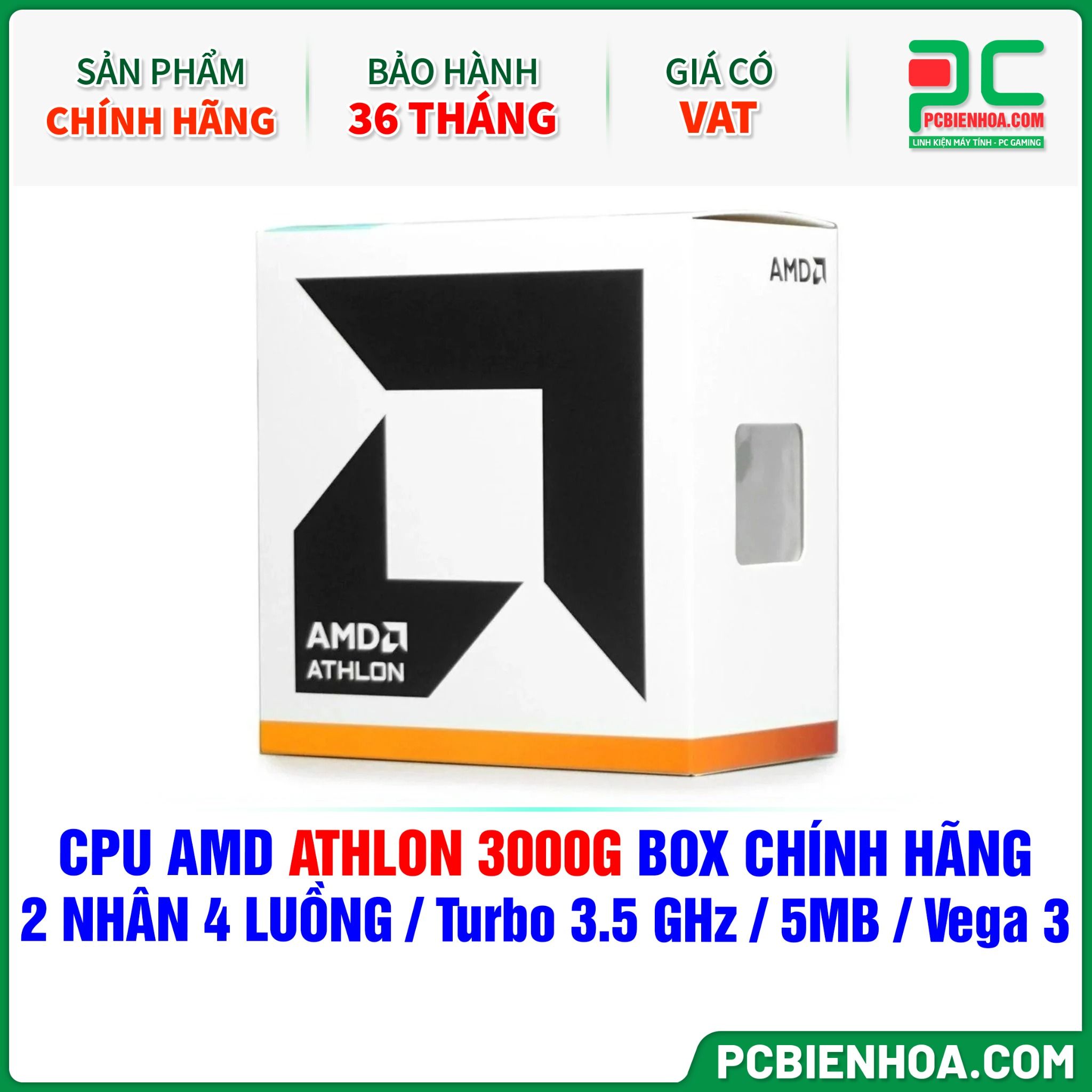 CPU AMD ATHLON 3000G CHÍNH HÃNG ( 2 NHÂN 4 LUỒNG / 3.5 GHz / VEGA 3 ...