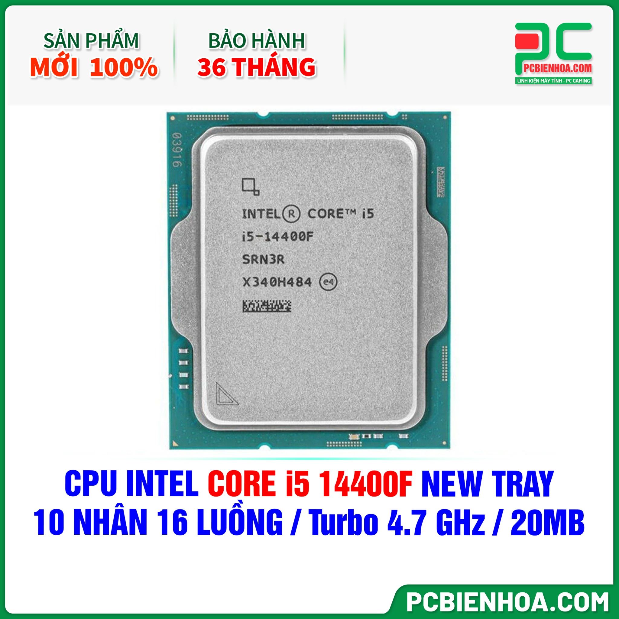 CPU Intel Core i5 14400F TRAY (10 NHÂN 16 LUỒNG / Turbo4.7 GHz / 20MB ...