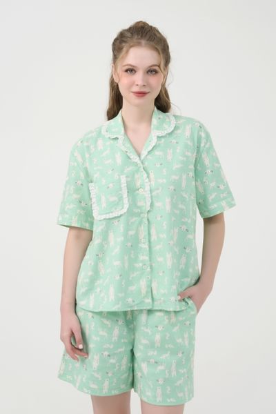 BSK011W44-BỘ KATE SHORT VỚI THIẾT KẾ CỔ PIJAMA, PHỐI REN TRANG TRÍ NỔ ...