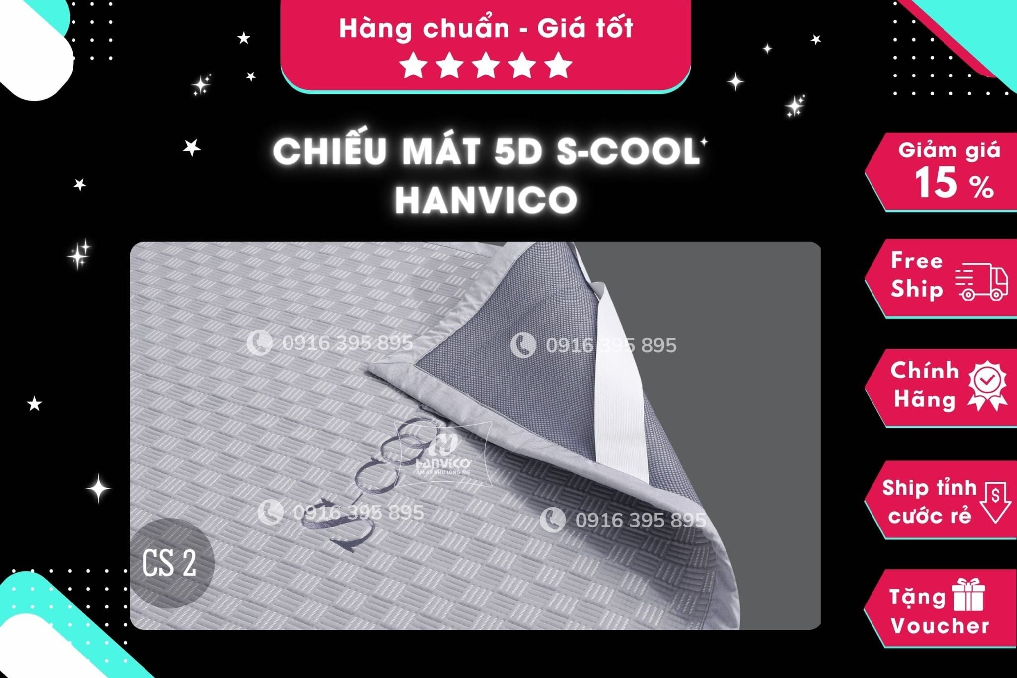 [Khuyến mại] Chiếu mát 5D S-Cool Hanvico chính hãng giá tốt nhất – Đệm Chính Hãng