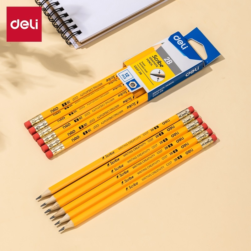 Bút chì Deli C037 2B - Thân lục giác, có đầu tẩy – THẾ GIỚI VĂN PHÒNG PHẨM - ĐỒ DÙNG HỌC SINH GIÁ RẺ