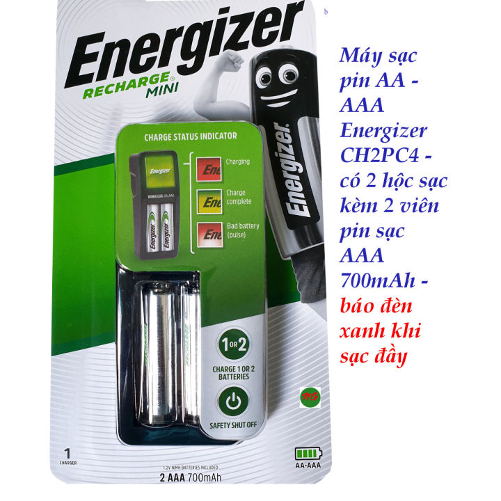 (Chính Hãng) Máy Sạc Pin Energizer CH2PC4 + 2 Pin Sạc AAA 700mAh – THẾ ...