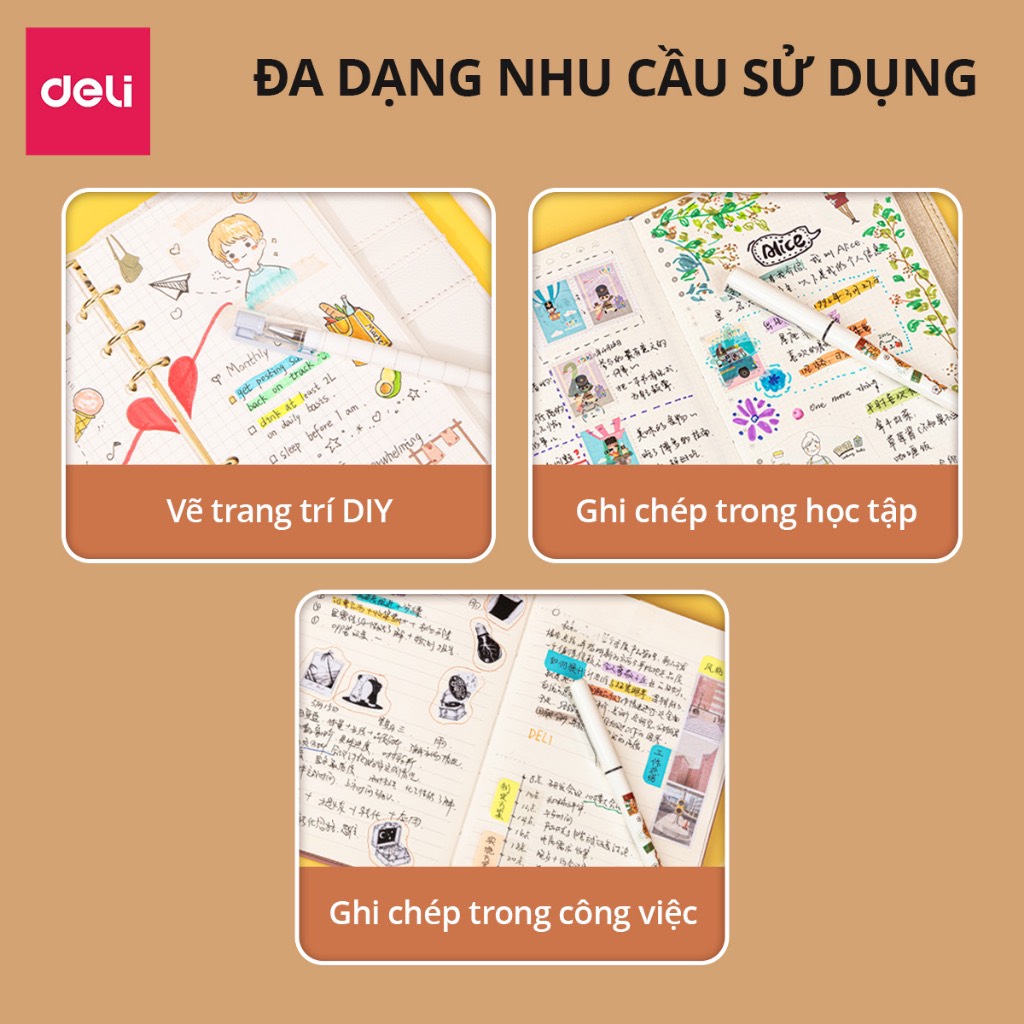 [MUA 10 TẶNG BÚT CHÌ] Bút gel Deli SA130 ngòi 0.35mm - Mực đen, đều mự ...