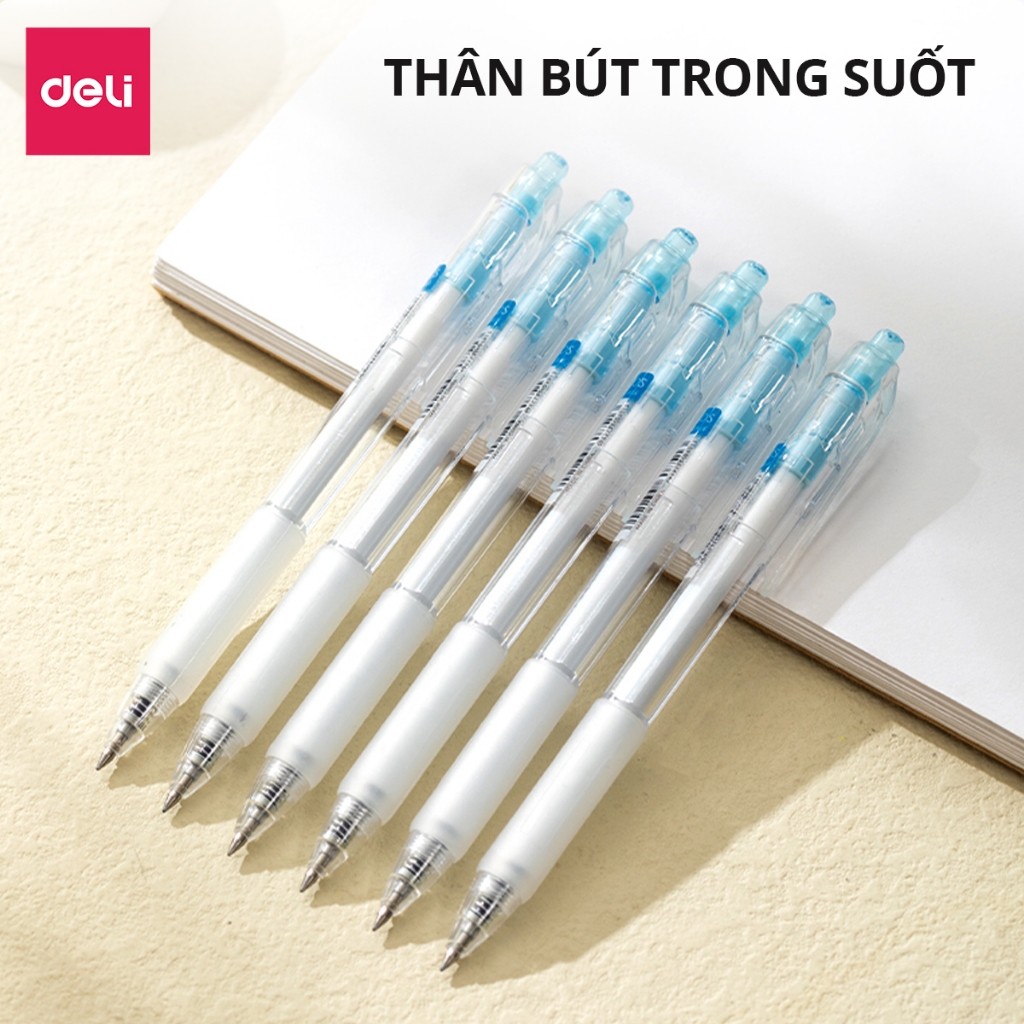 Bút gel Deli EG057 ngòi 0.5mm - Mực xanh, đen, mực viết trơn tru, dùng ...