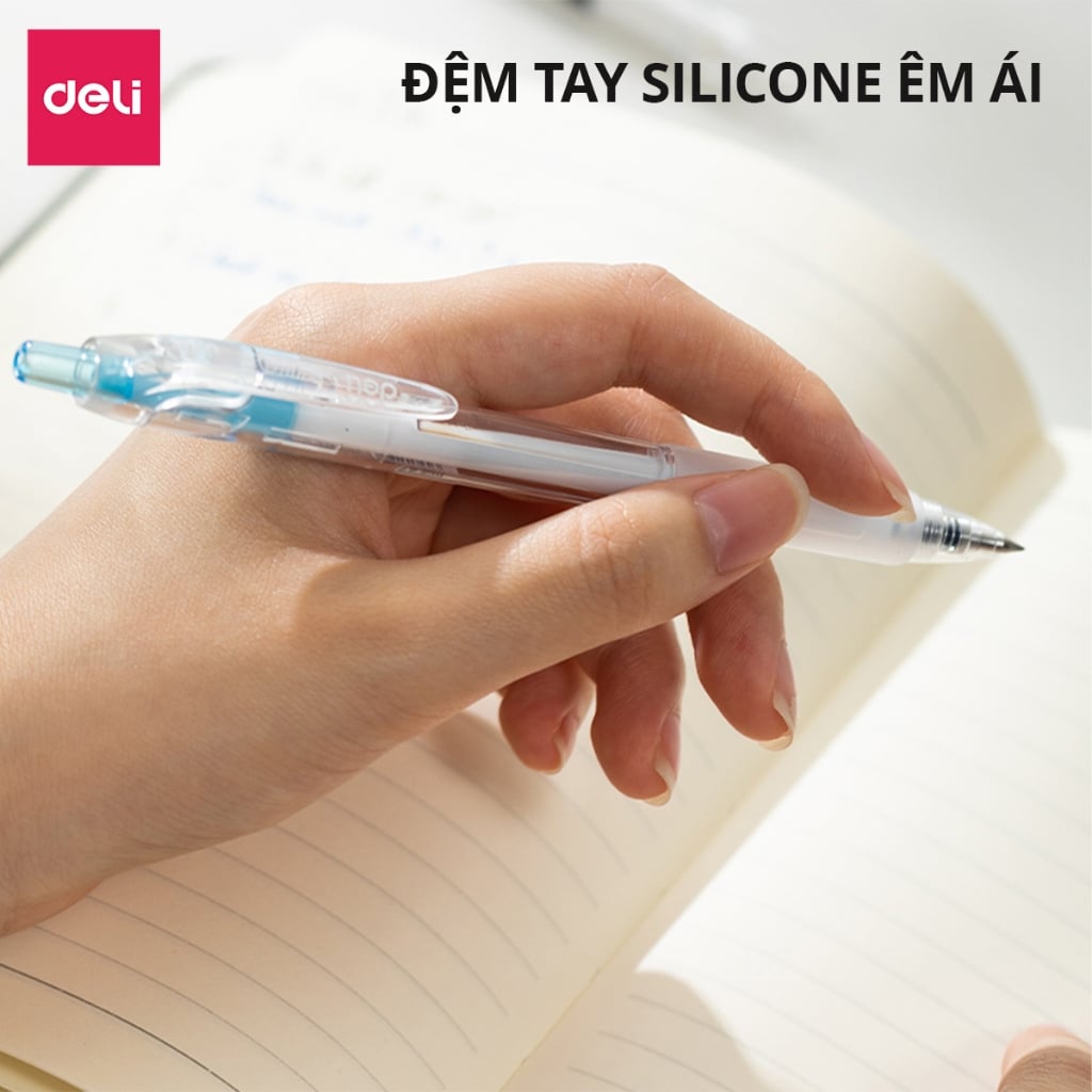 Bút gel Deli EG057 ngòi 0.5mm - Mực xanh, đen, mực viết trơn tru, dùng ...
