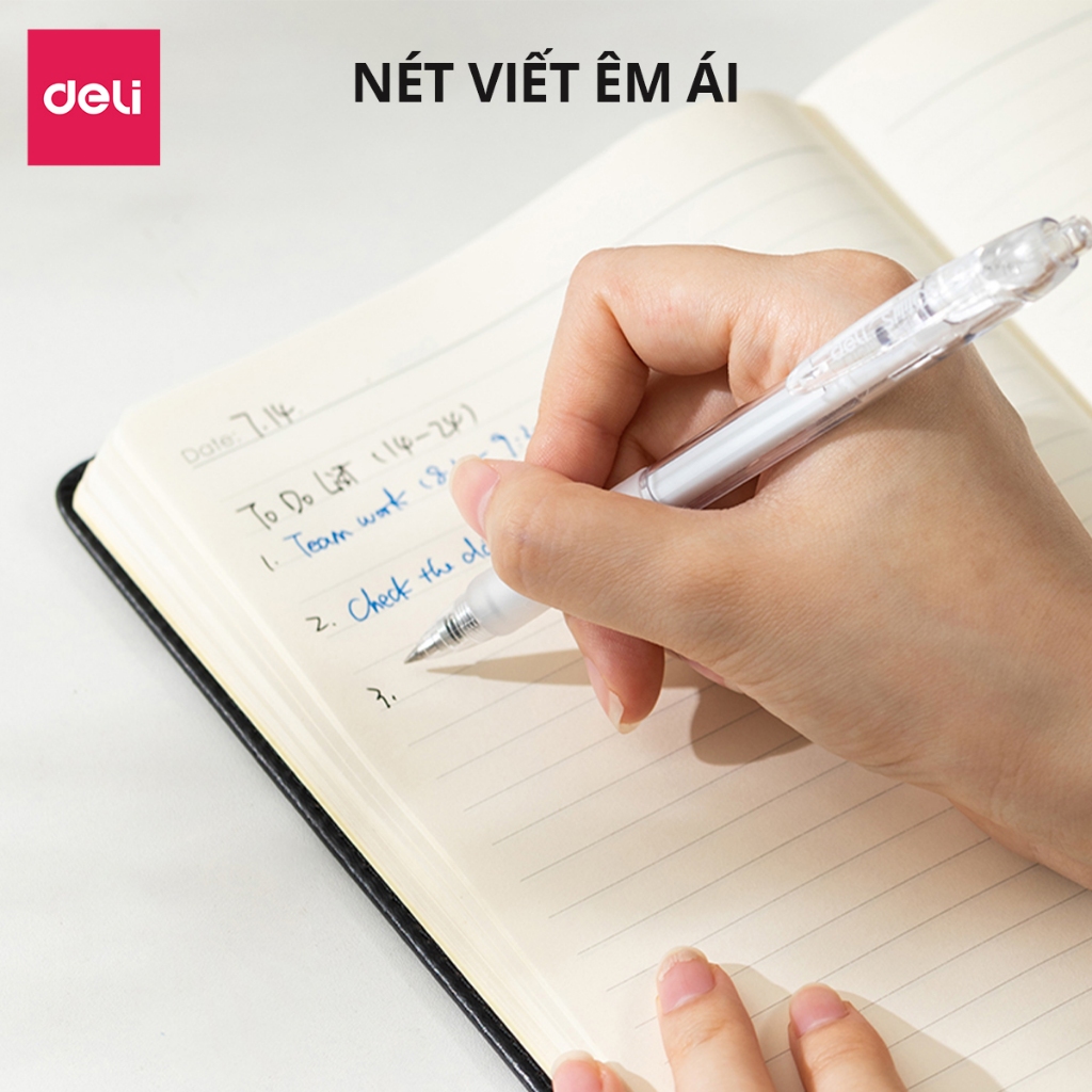Bút gel Deli EG057 ngòi 0.5mm - Mực xanh, đen, mực viết trơn tru, dùng ...