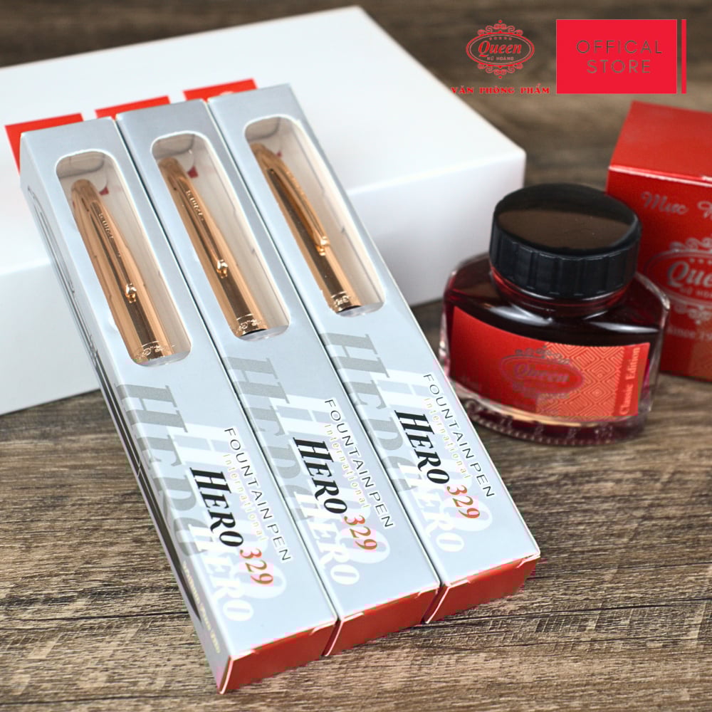 [CHÍNH HÃNG] Bút máy Queen Hero 329 - Ngòi kim tinh - Phiên bản quốc t ...