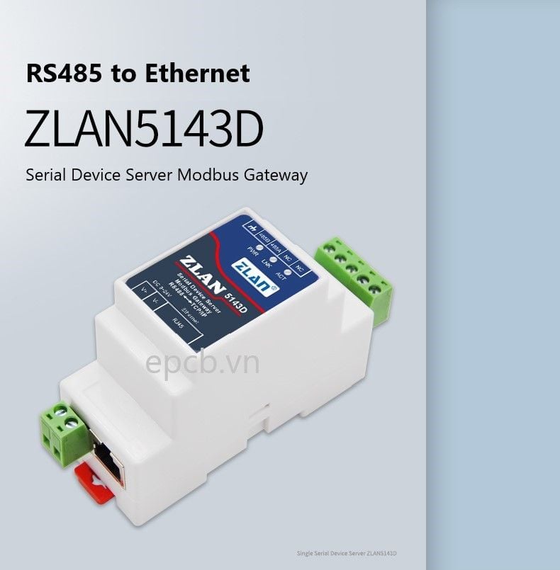 Bộ chuyển đổi tín hiệu RS485 sang Ethernet ZLAN5143D